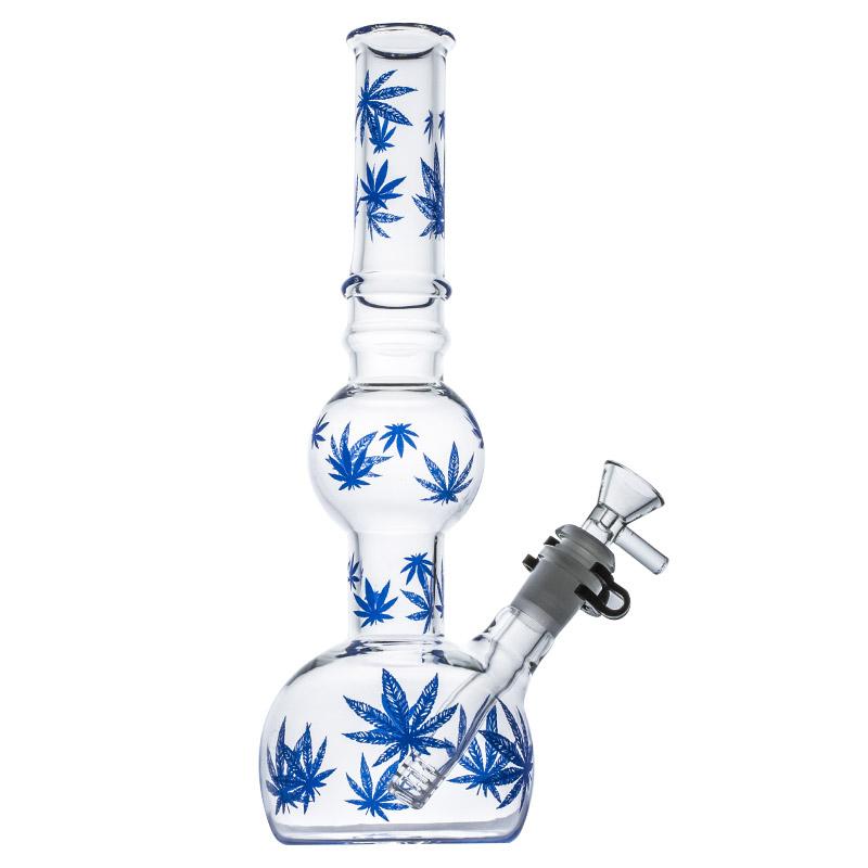 11" Marijuana Leaf Glass Bong - Puffing Bird CA