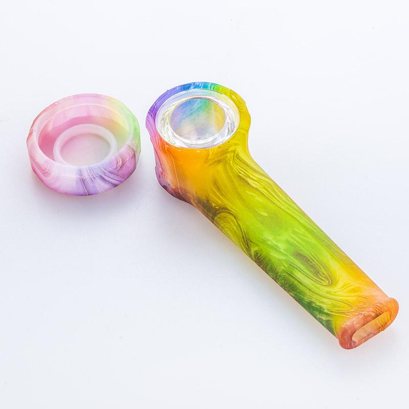 Handmade Blue Glass Pipe w/ Glow-In-The-Dark Silicone Pipe Set ...