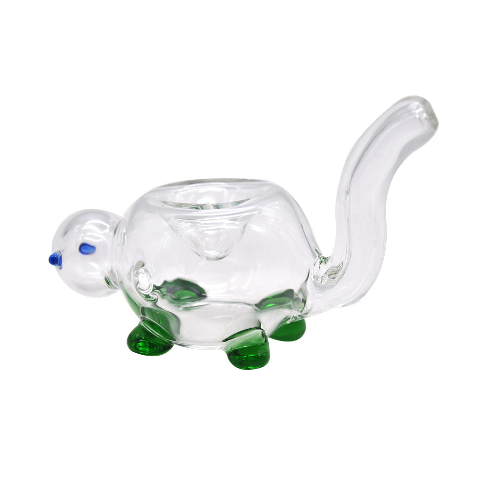 Turtle Clear Glass Hand Pipe - Puffing Bird CA