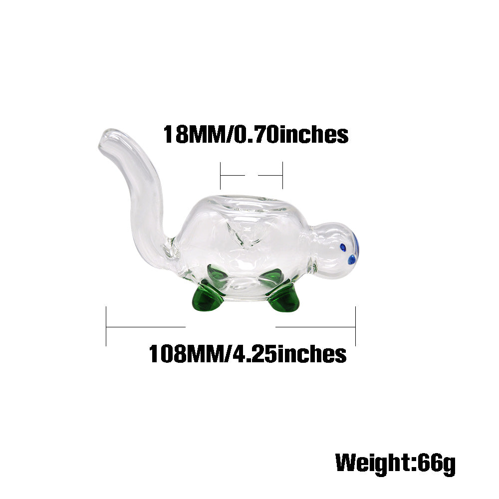 Turtle Clear Glass Hand Pipe - Puffing Bird CA